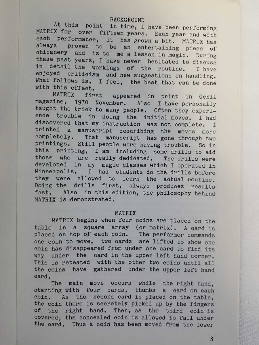 Matrix by Al Schneider – Eagle Magic Store